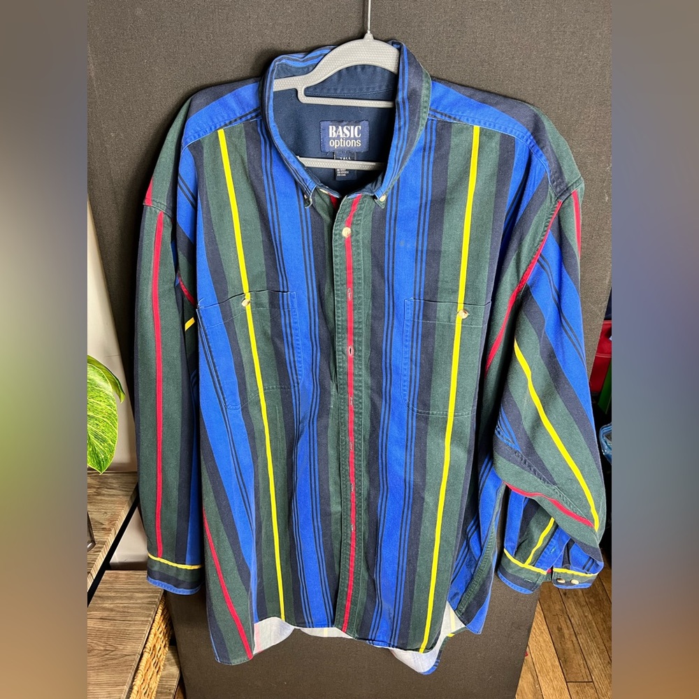 Vintage ‘Basic Options’ Primary Colors Men’s Striped … - Gem